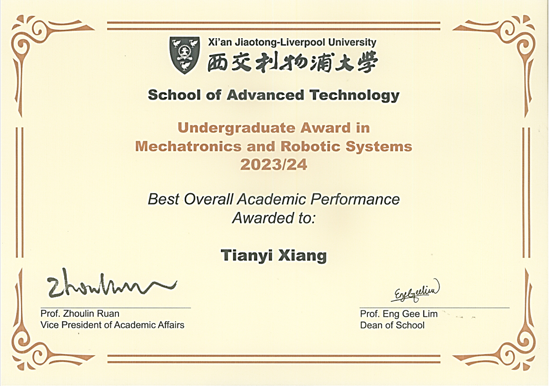 Award - Tianyi Xiang / Personal Website